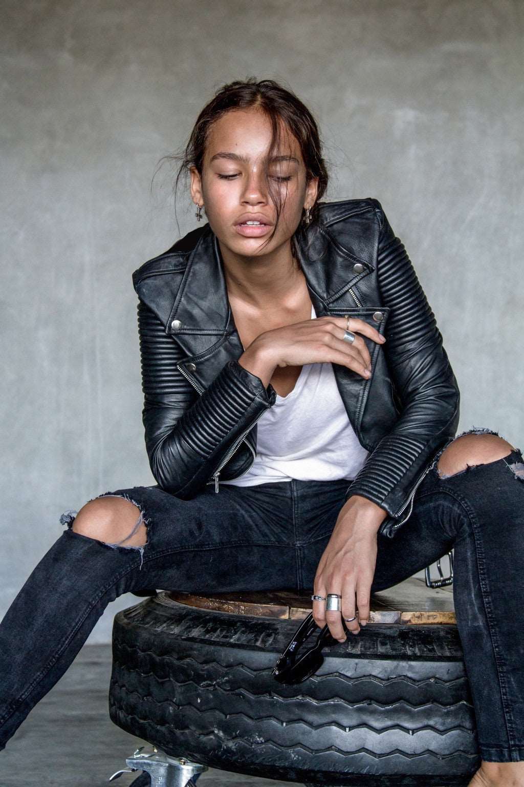 Rafaela Leather Biker - Black – rockyrafaela